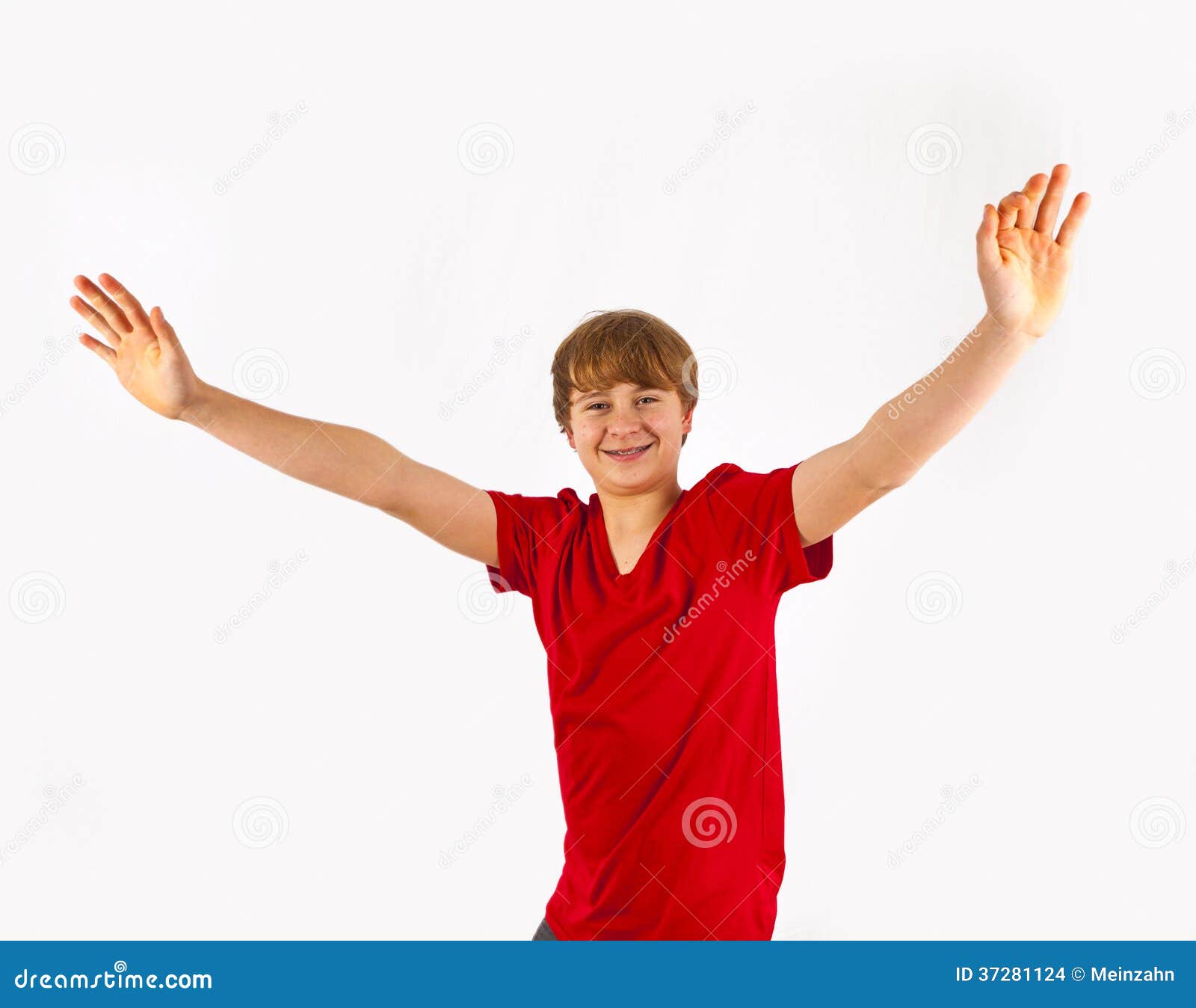 Handsome Boy Gesturing with Arms Stock Photo - Image of enjoy, little ...