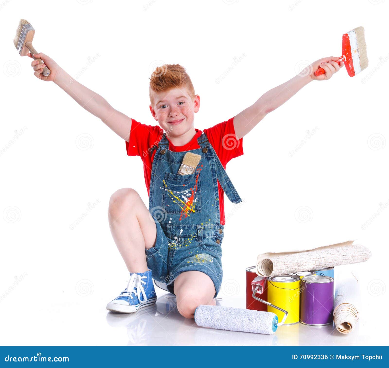 Handsome boy painter stock photo. Image of decoration - 70992336