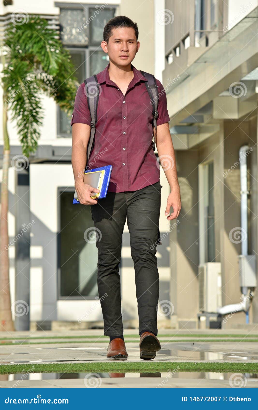 Handsome Boy Student Walking on Campus Stock Image - Image of male ...