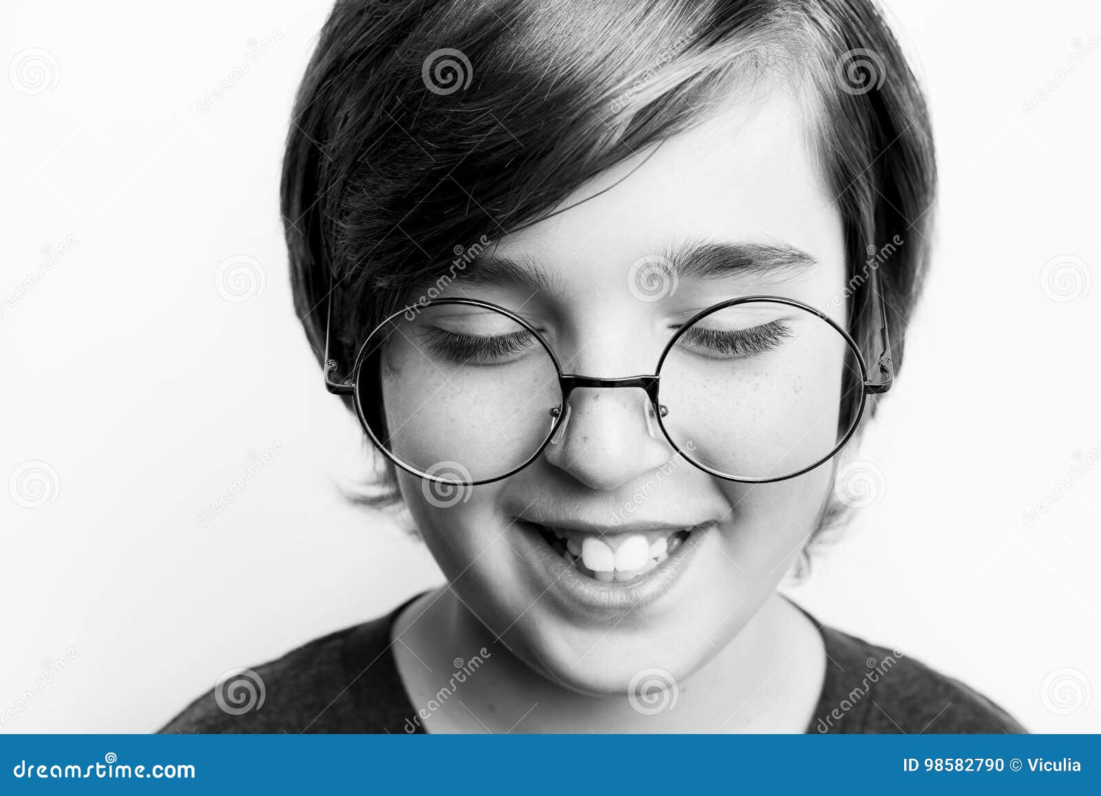 Handsome Boy is Wearing Eyeglasses. Isolated on White Background Stock ...