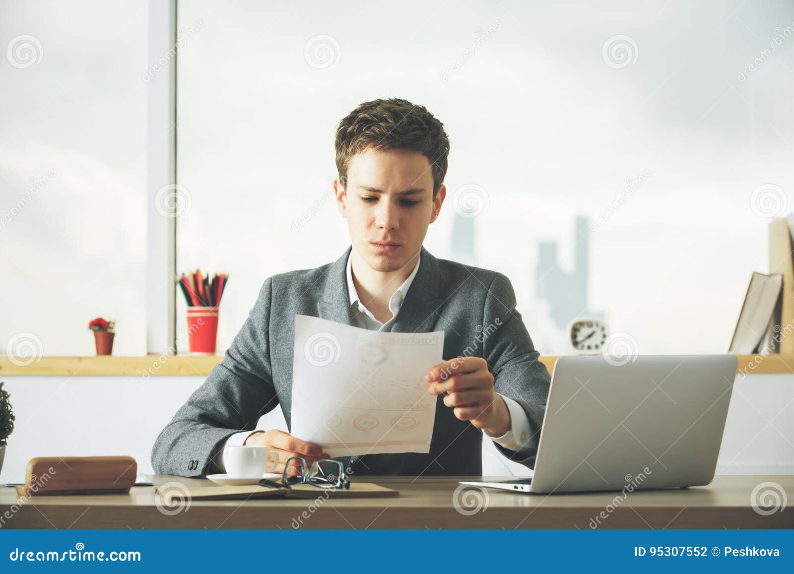 Handsome Boy Working on Project Stock Photo - Image of desktop ...