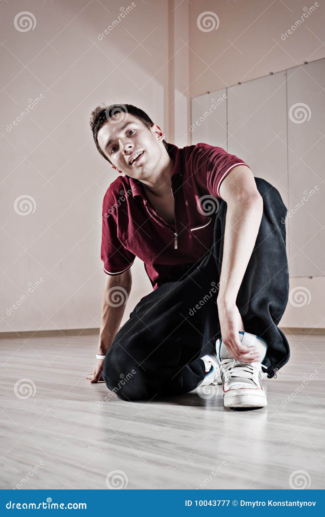 Handsome Breakdancer Sitting on the Floor Stock Image - Image of break ...