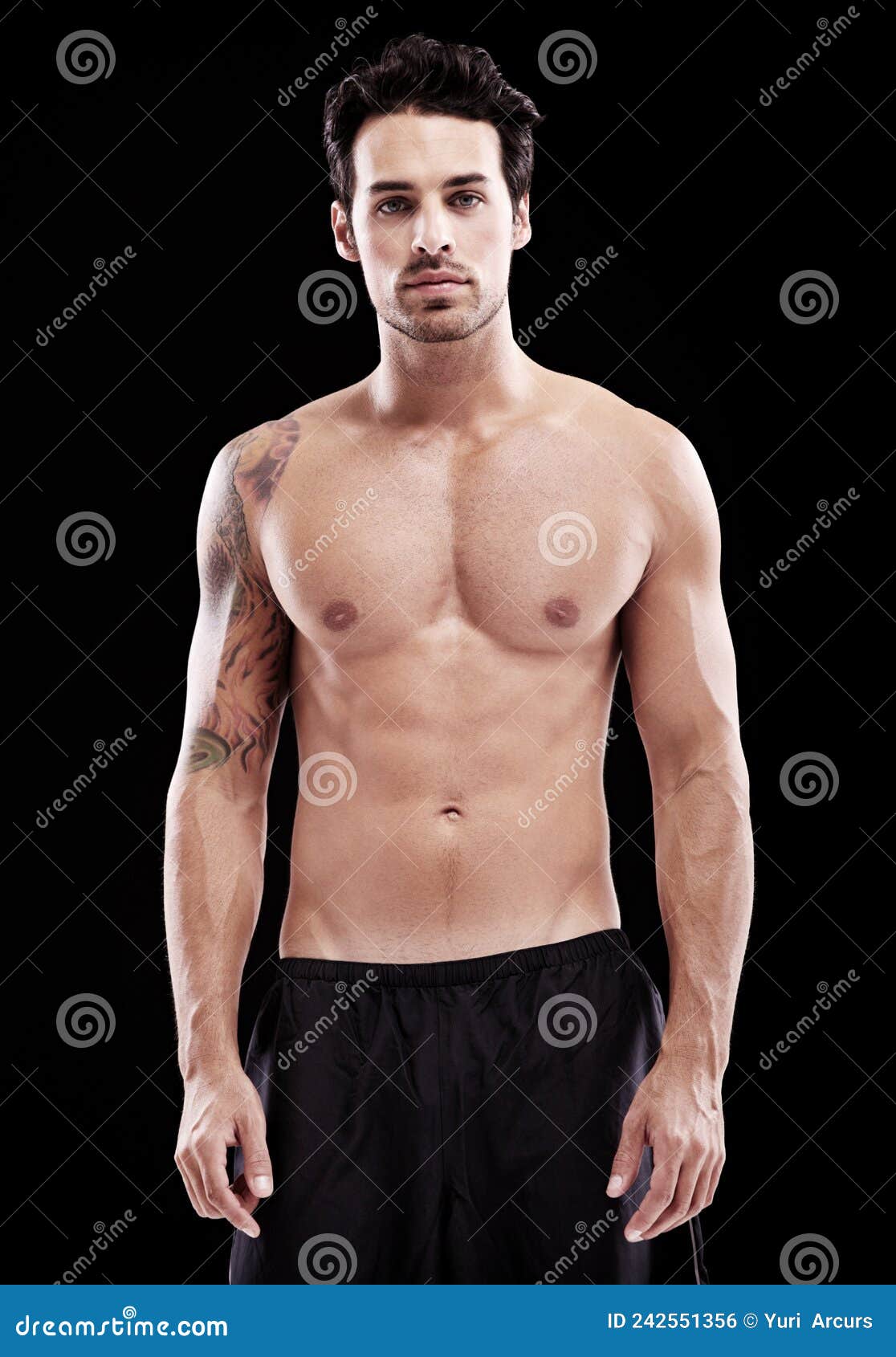 Handsome and Brooding. Studio Shot of a Bare-chest and Fit Young Man ...