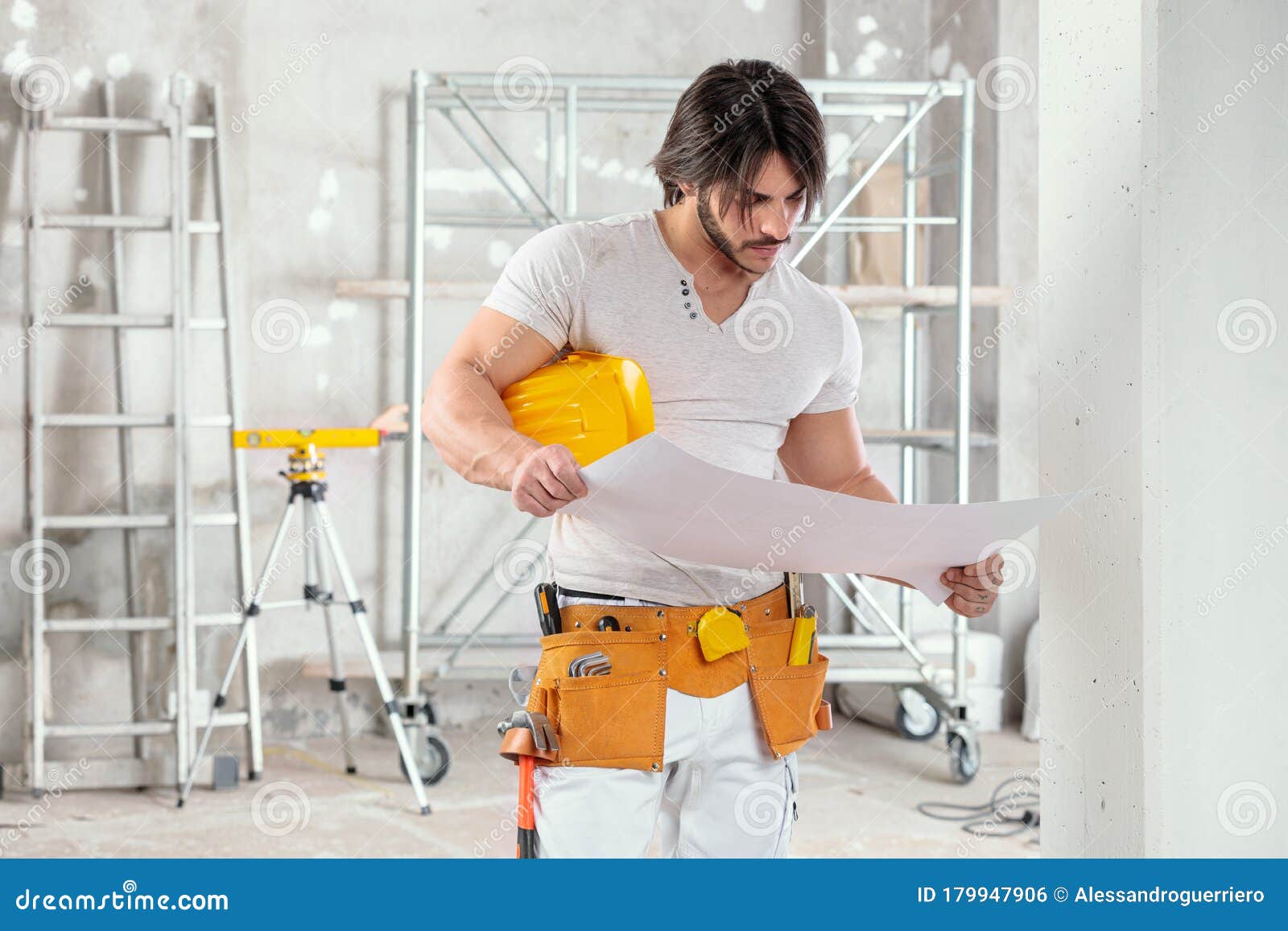 Handsome Builder or Supervisor Holding a Blueprint Stock Photo - Image ...