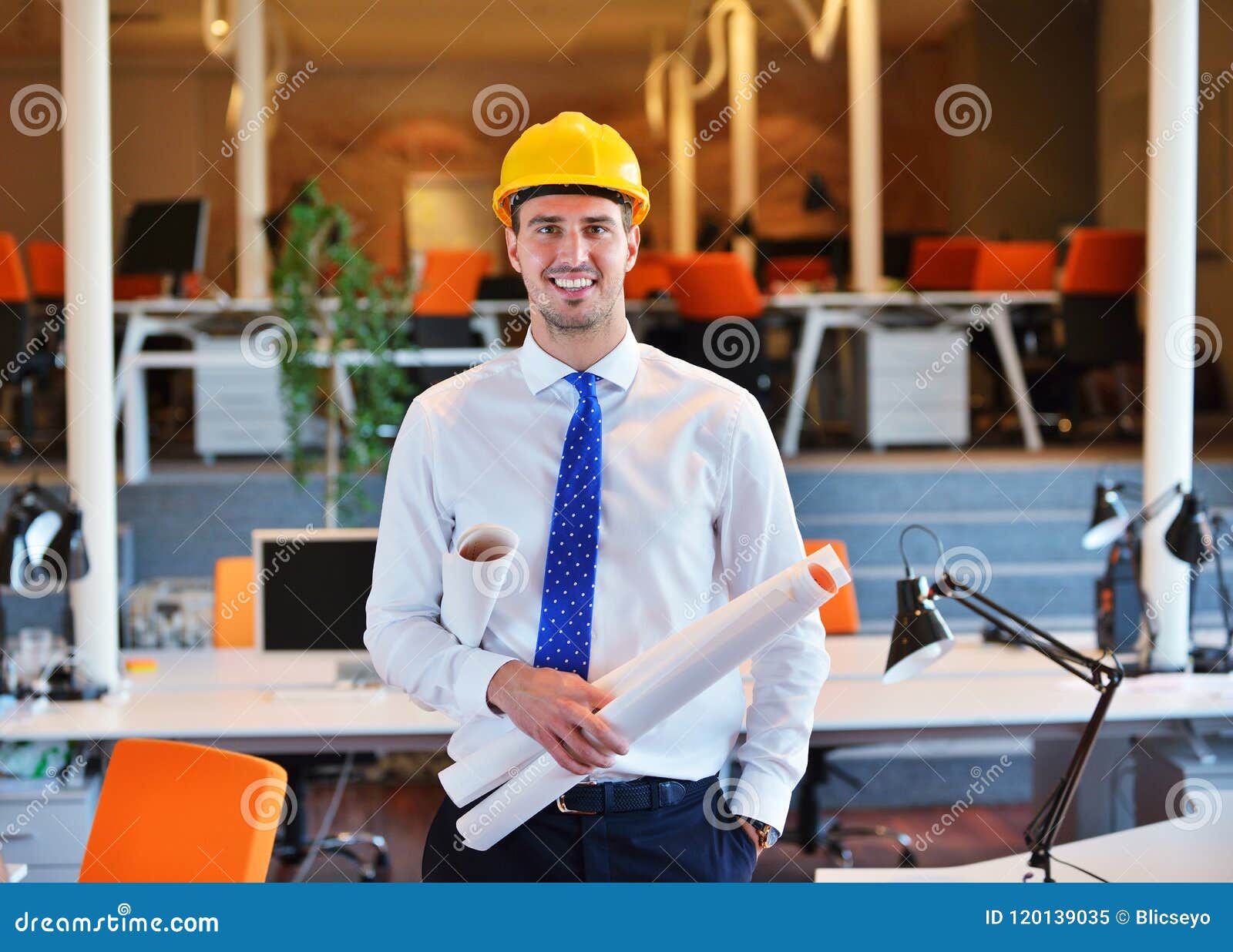A Handsome Business Construction Man on the Work Site Stock Image ...