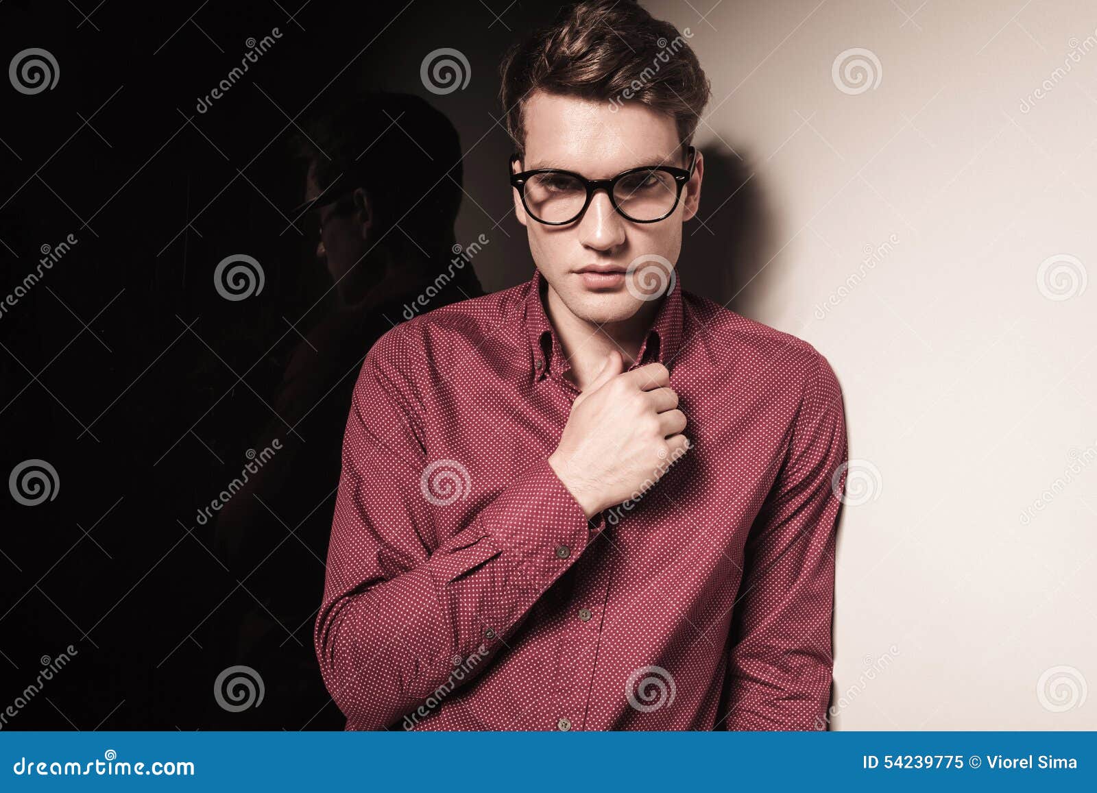 Handsome Business Man Fixing His Collar Stock Image - Image of ...