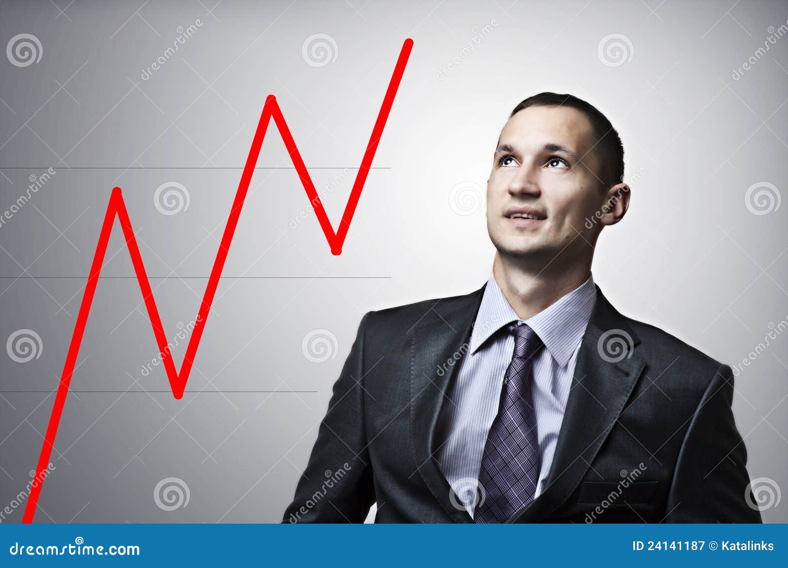 Handsome Business Man with Graph Stock Image - Image of growth, goal ...