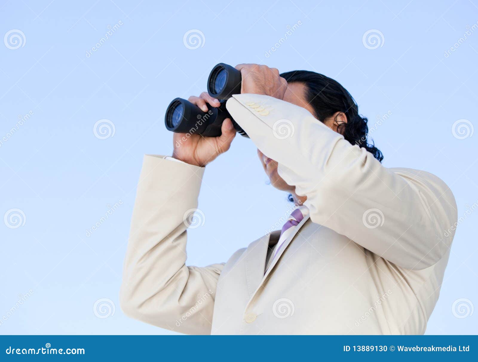 Handsome Business Man Looking through Binoculars Stock Photo - Image of ...