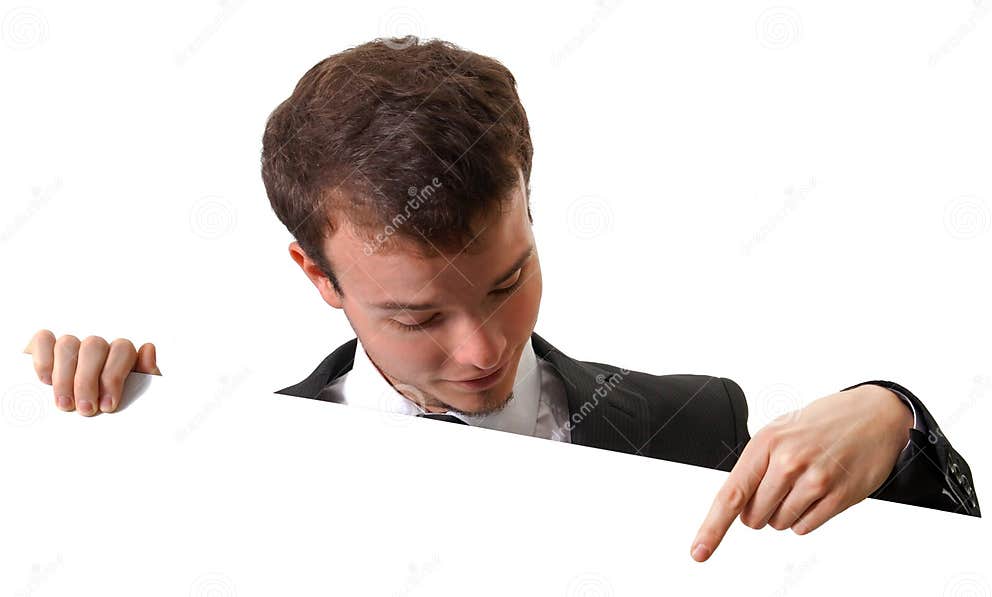 Handsome Business Man Pointing at a Board Stock Photo - Image of face ...