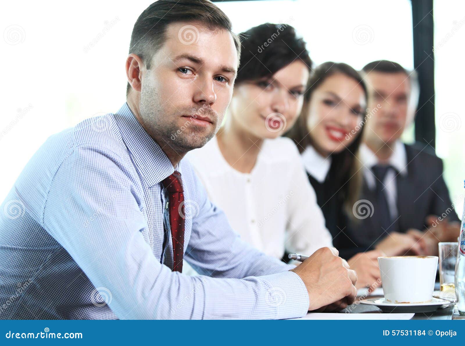 Handsome Business Man Smiling at Office Stock Photo - Image of ...
