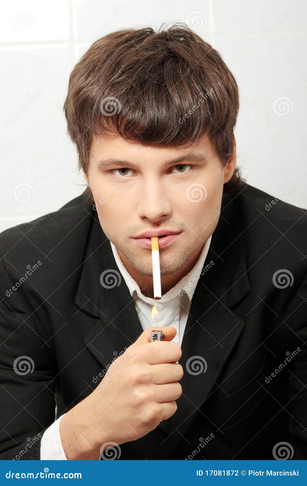 Handsome Business Man Smoking Stock Photo - Image of confident ...