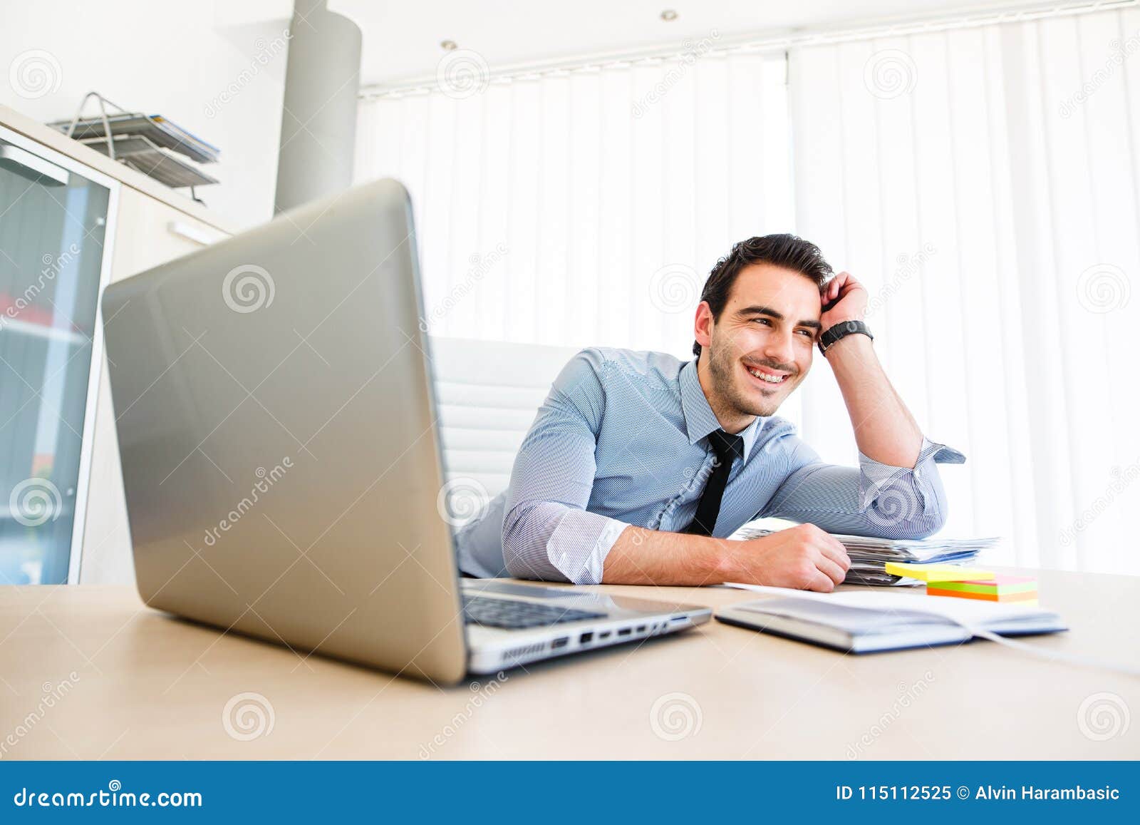 Handsome Business Man Spending Time at Work Stock Image - Image of ...