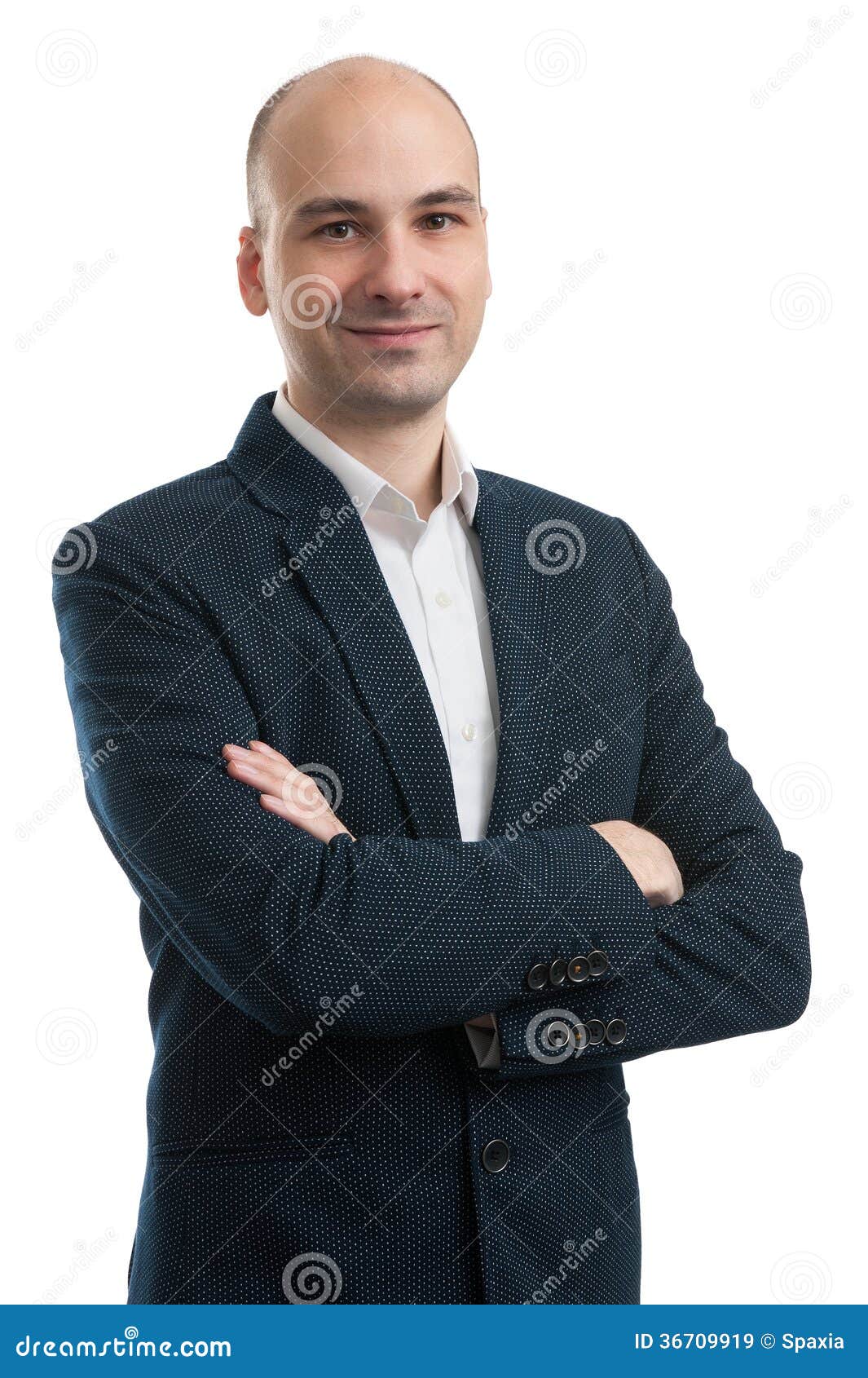Handsome Business Man Standing With Arms Folded Royalty Free Stock ...