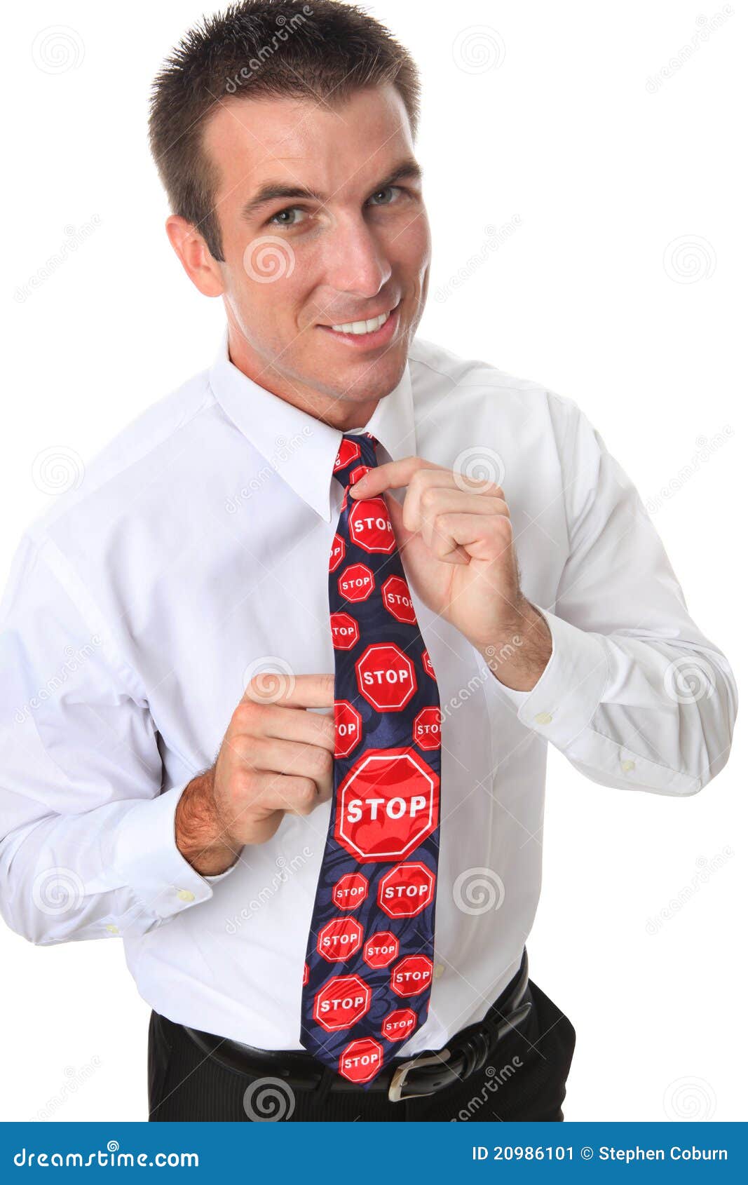 Handsome Business Man with Stop Tie Stock Image - Image of fashionable ...
