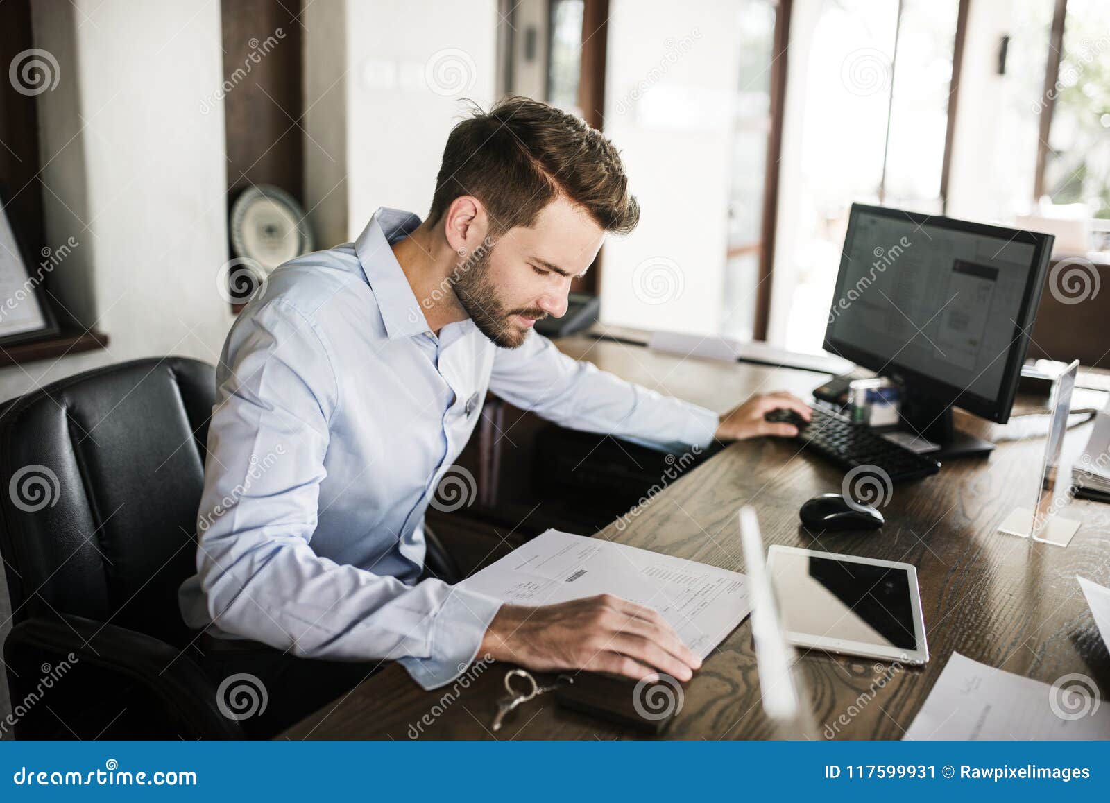 Handsome Business Man Working in Office Stock Image - Image of ... Handsome Business Man Working in Office Stock Image - Image of ...