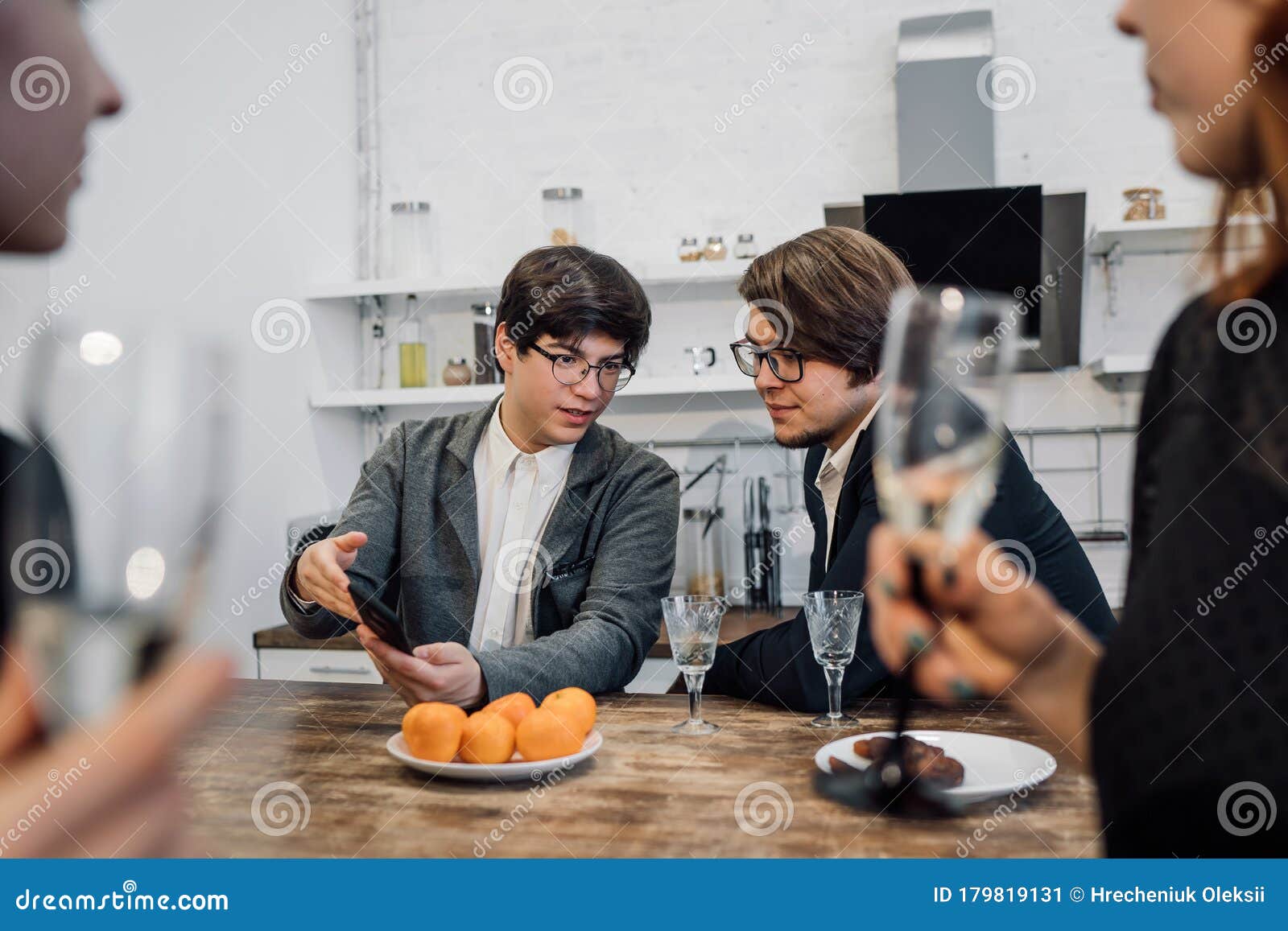 Handsome Business People Talking in Office Kitchen Stock Image - Image ...