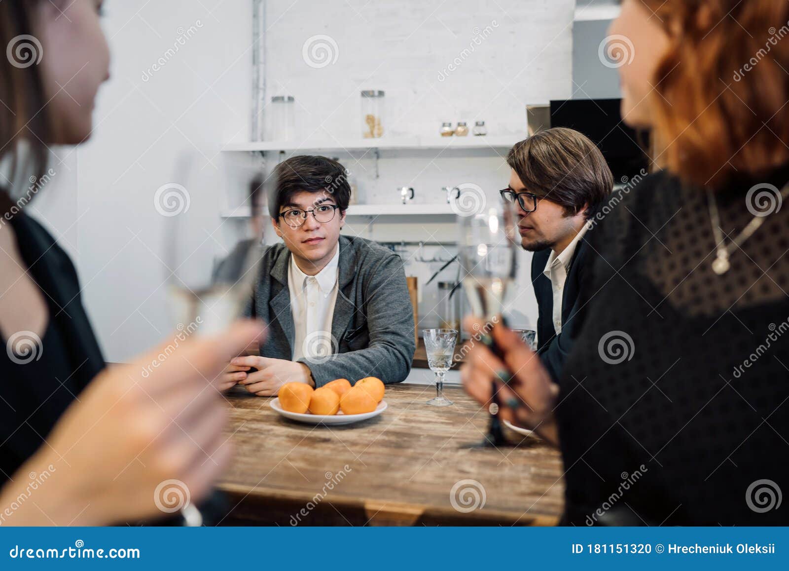 Handsome Business People Talking in Office Kitchen Stock Photo - Image ...