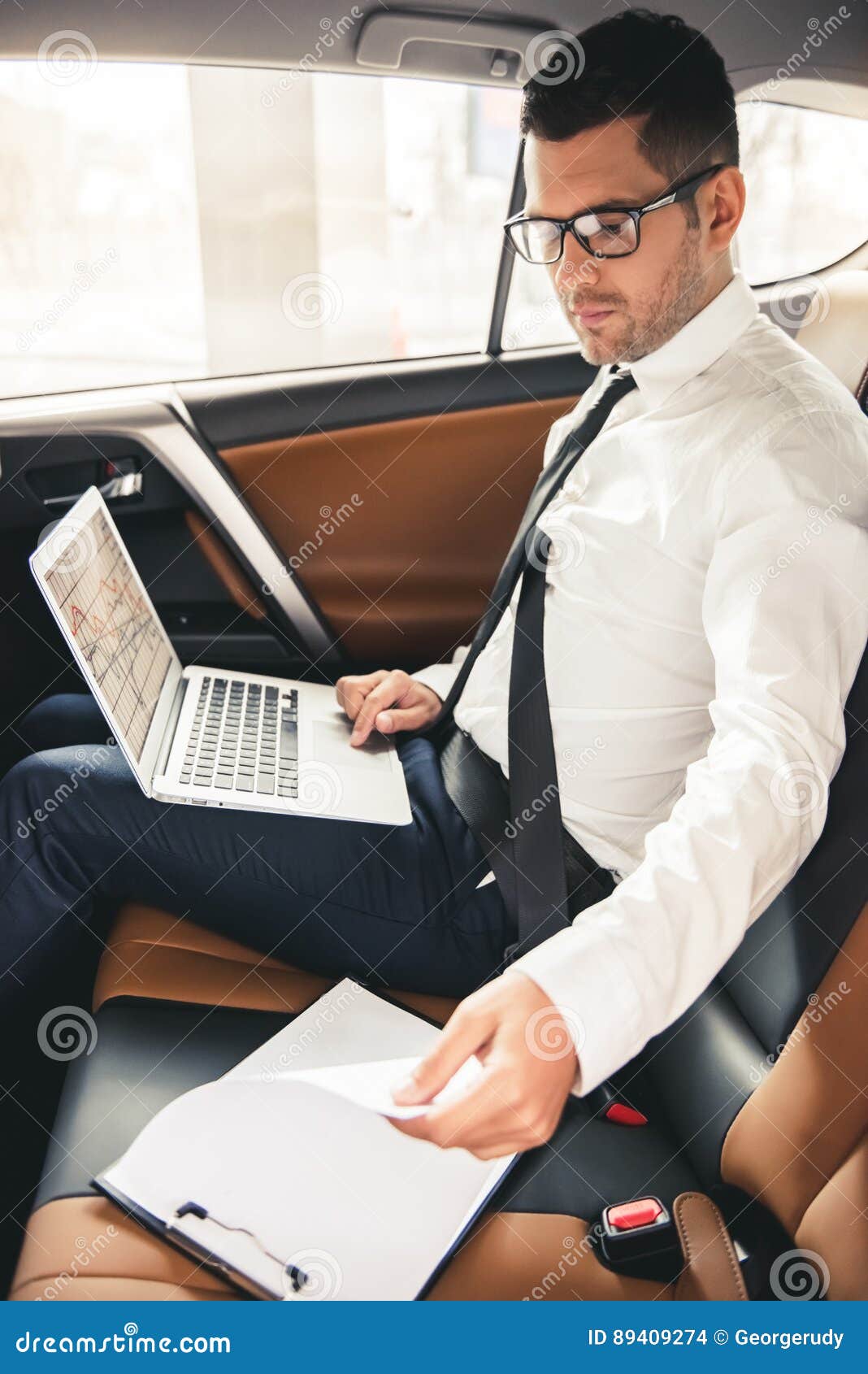 Handsome Businessman in Car Stock Photo - Image of entrepreneur ...