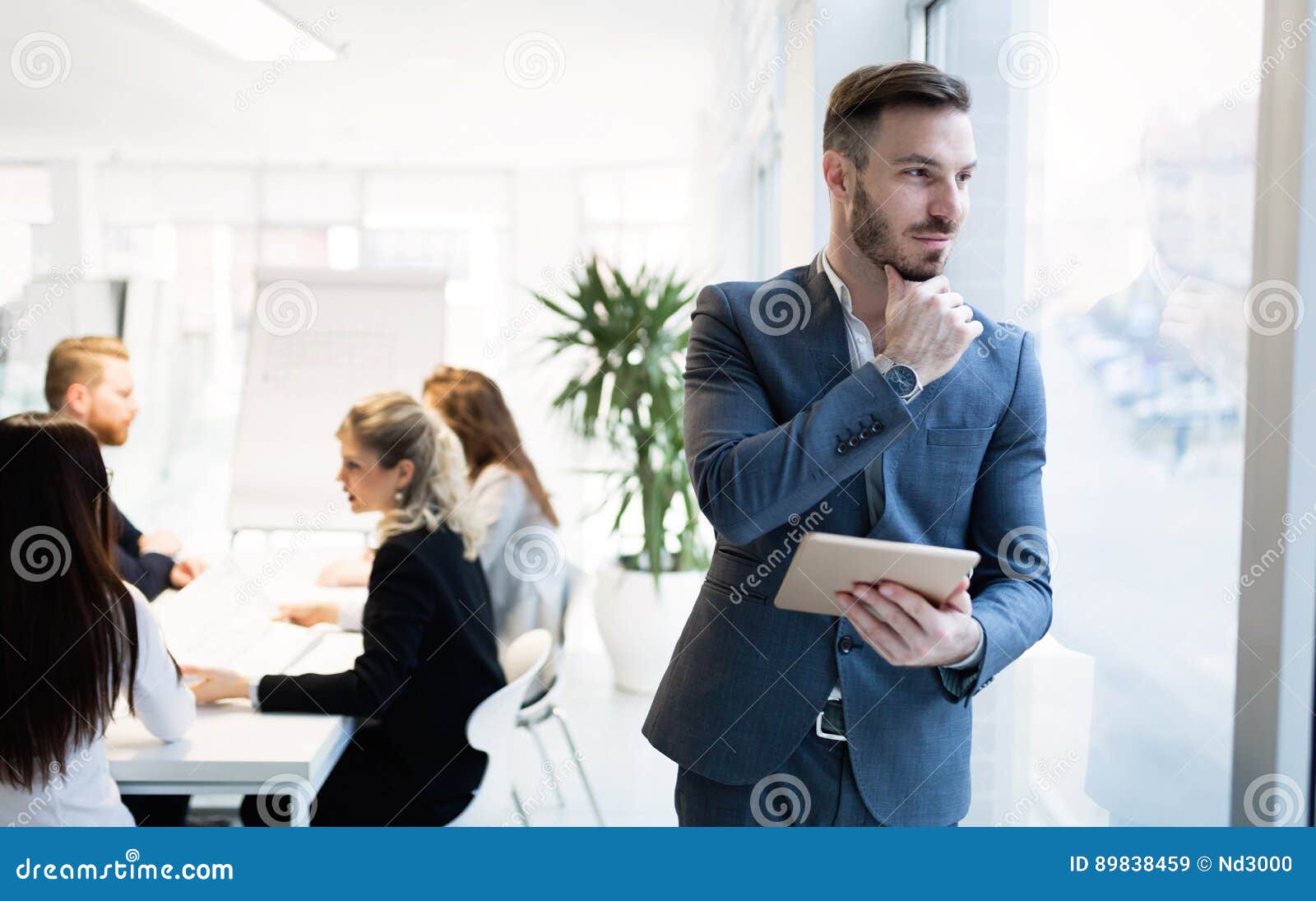 Handsome Businessman Ceo Working in Office Stock Image - Image of ...