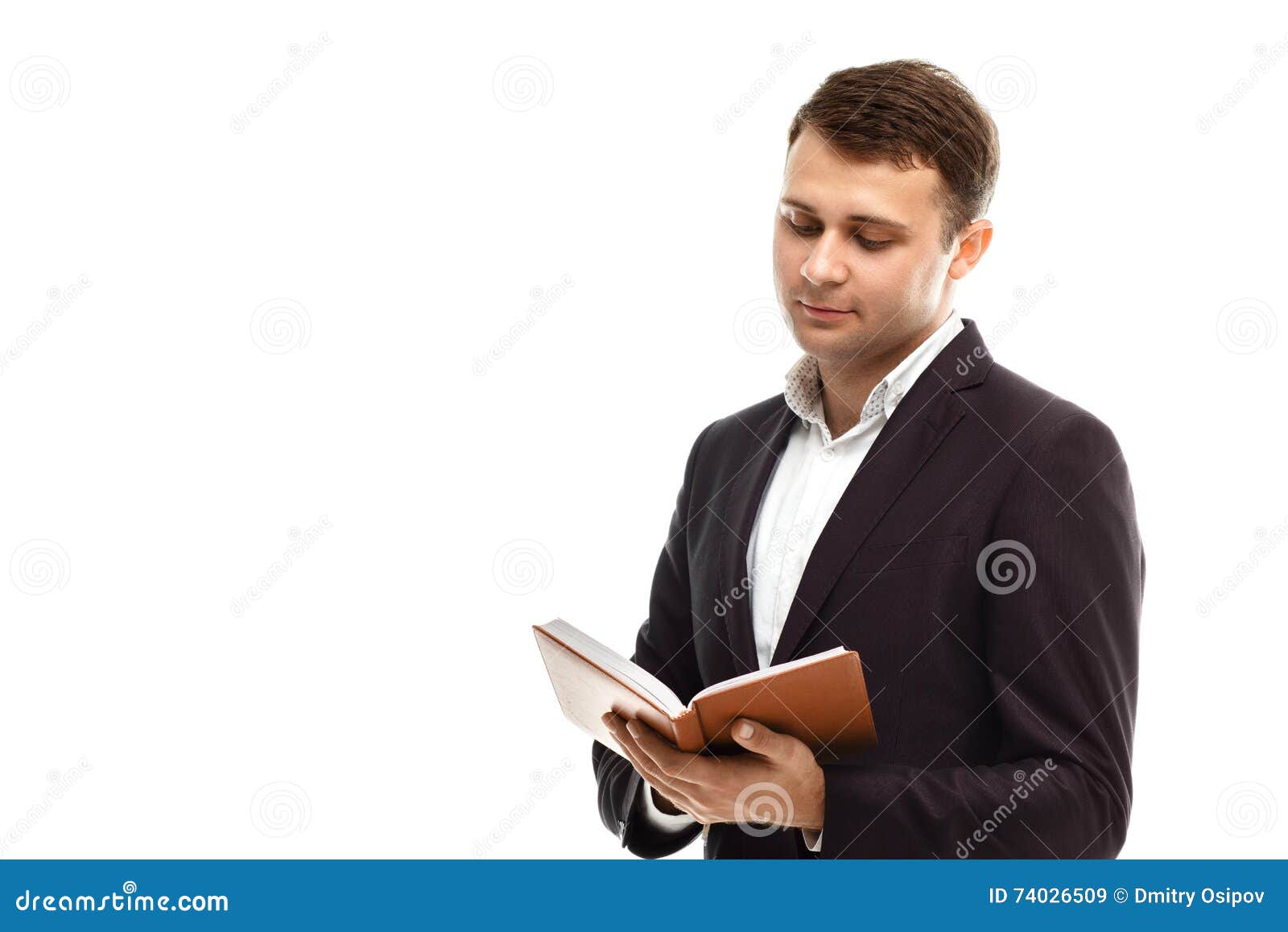 Handsome Businessman with Diary Stock Image - Image of business, white ...