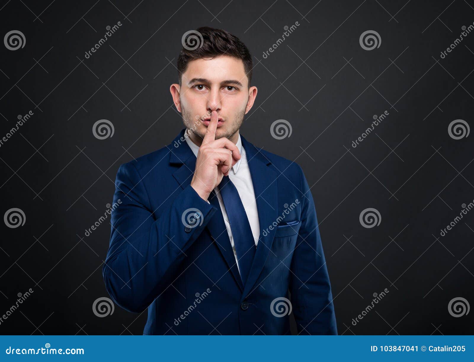 Handsome Businessman Doing Silence Gesture Stock Image - Image of ...