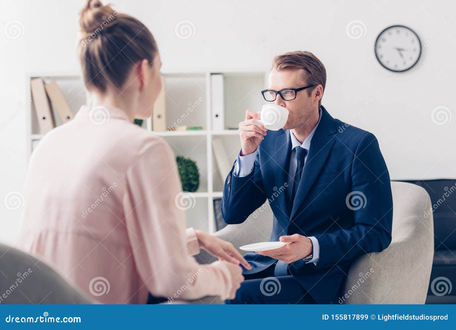 Handsome Businessman Drinking Coffee, Journalist Waiting for Interview ...