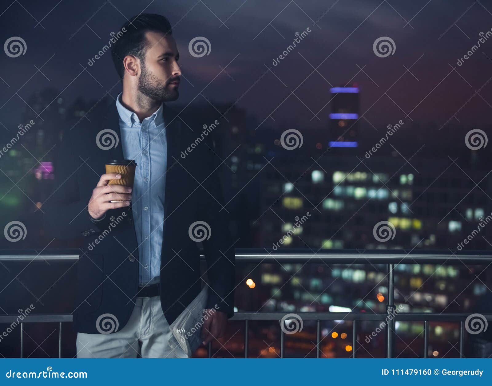 Handsome Businessman in the Evening Stock Photo - Image of outside ... Handsome Businessman in the Evening Stock Photo - Image of outside ...
