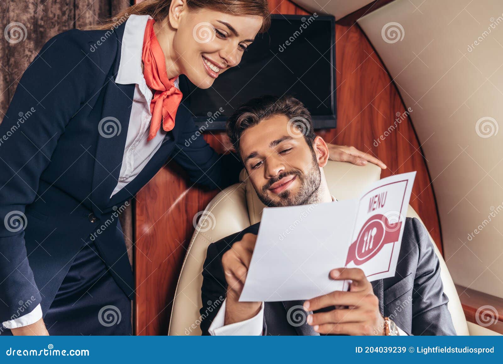 Handsome Businessman and Flight Attendant Stock Image - Image of ...
