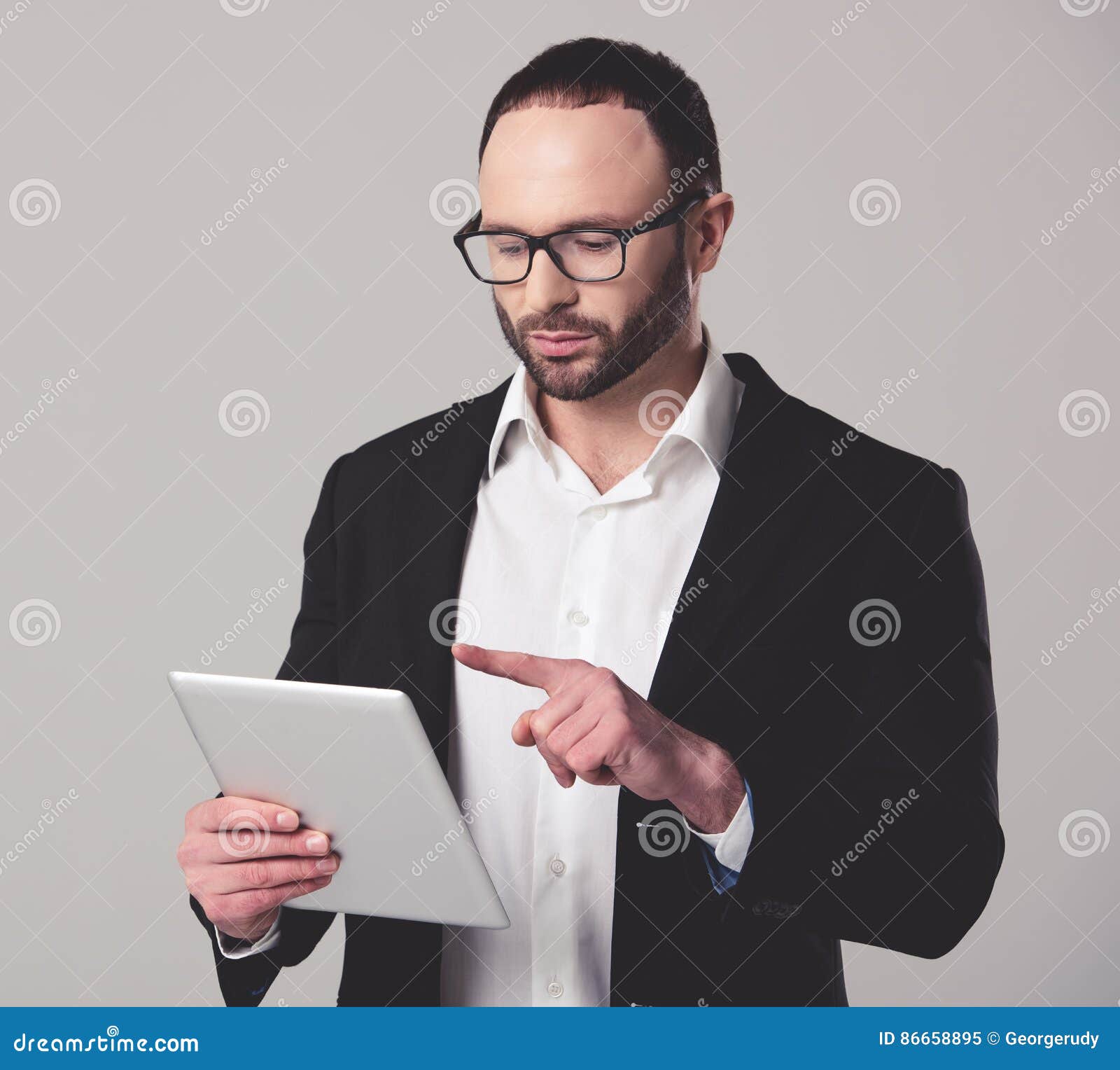 Handsome Businessman with Gadget Stock Image - Image of boss, internet ...