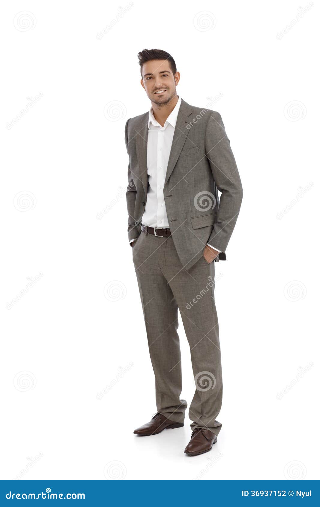 Handsome Businessman in Grey Suit Stock Photo - Image of american ...