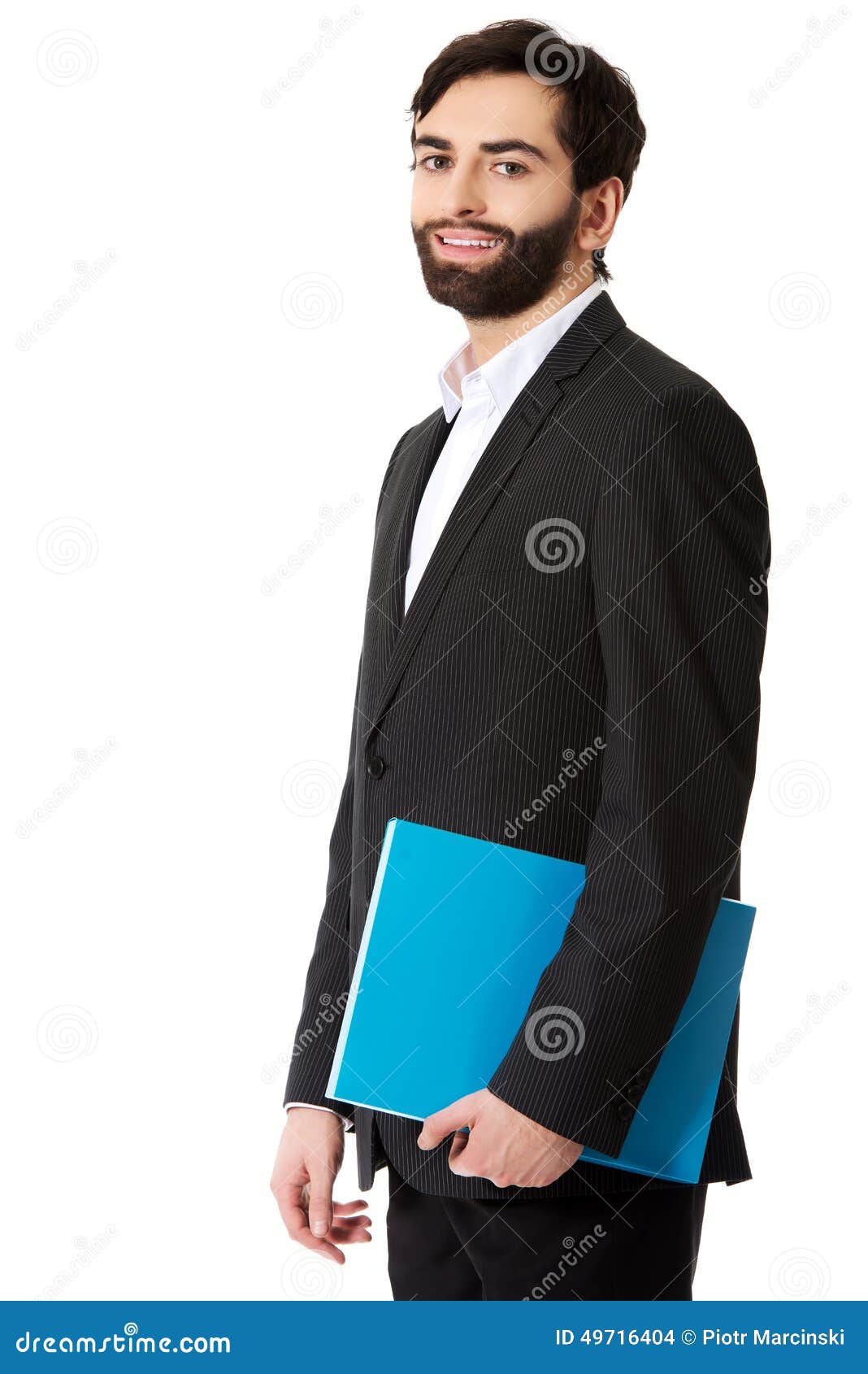 Handsome Businessman Holding a Binder. Stock Photo - Image of document ...
