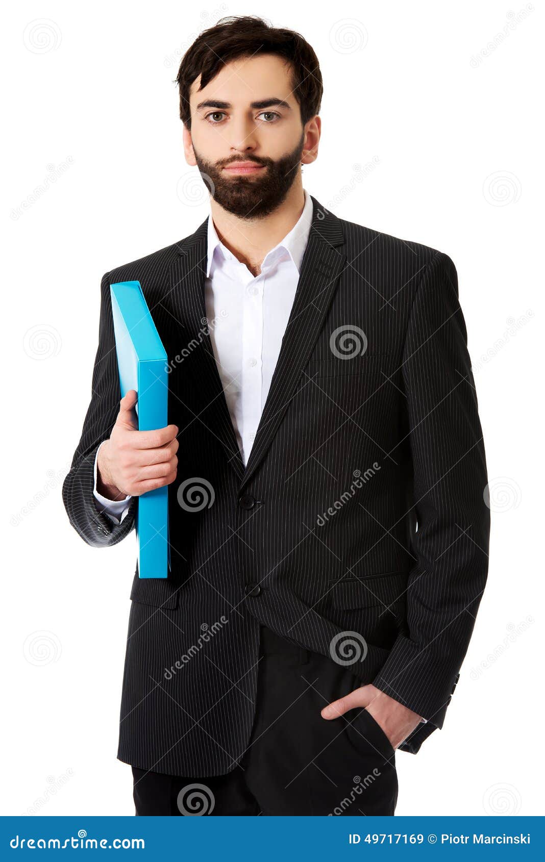 Handsome Businessman Holding a Binder. Stock Image - Image of male ...
