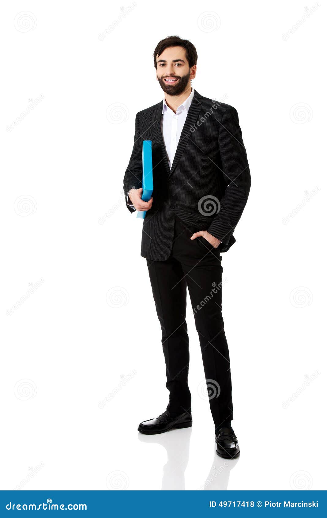 Handsome Businessman Holding a Binder. Stock Photo - Image of holding ...