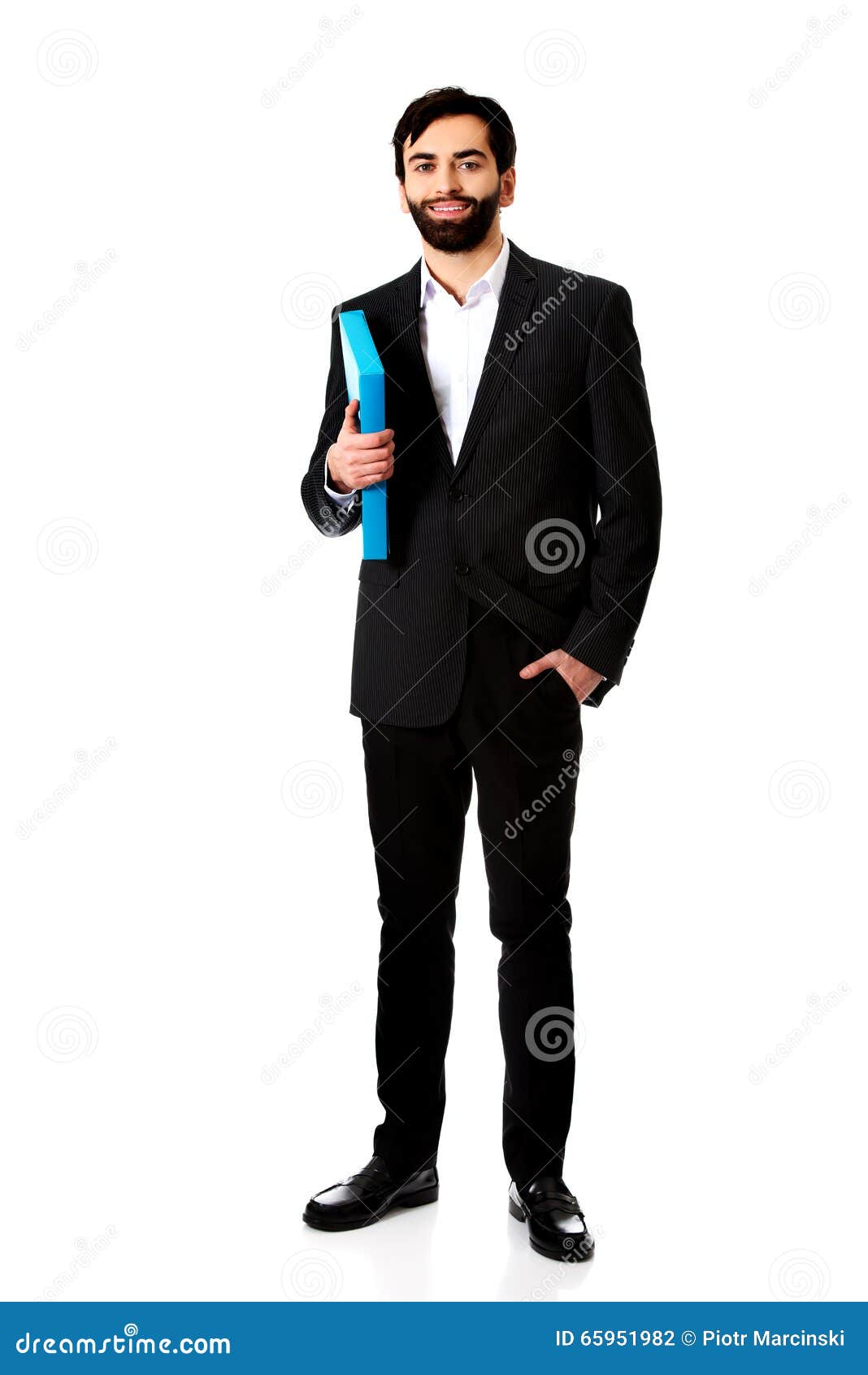 Handsome Businessman Holding a Binder. Stock Photo - Image of folder ...