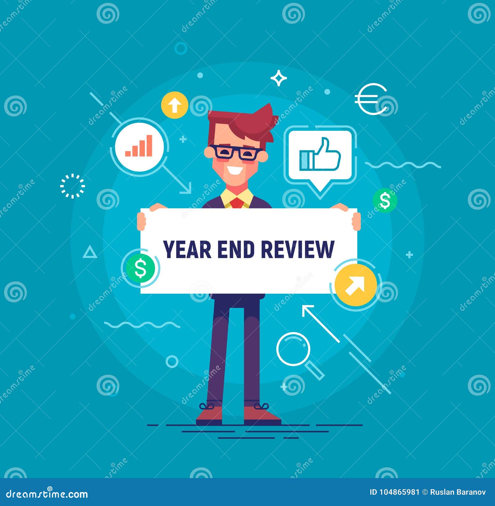 Handsome Businessman Holding Board with Title Year End Review. Project ... Handsome Businessman Holding Board with Title Year End Review. Project ...