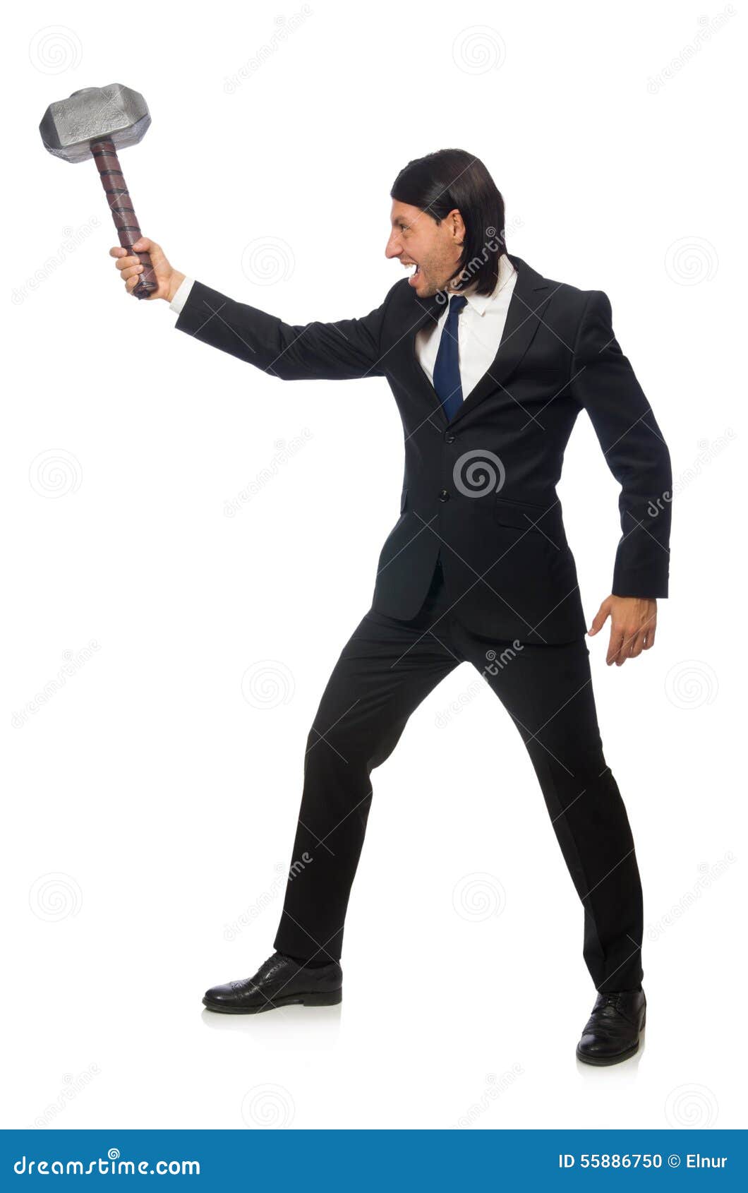 Handsome Businessman Holding Hammer Isolated on Stock Photo - Image of ...