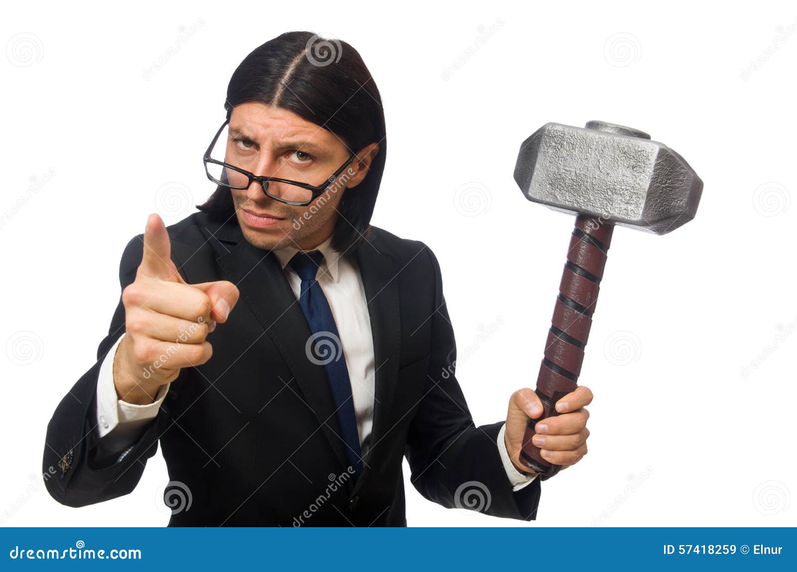 Handsome Businessman Holding Hammer Isolated on Stock Image - Image of ...