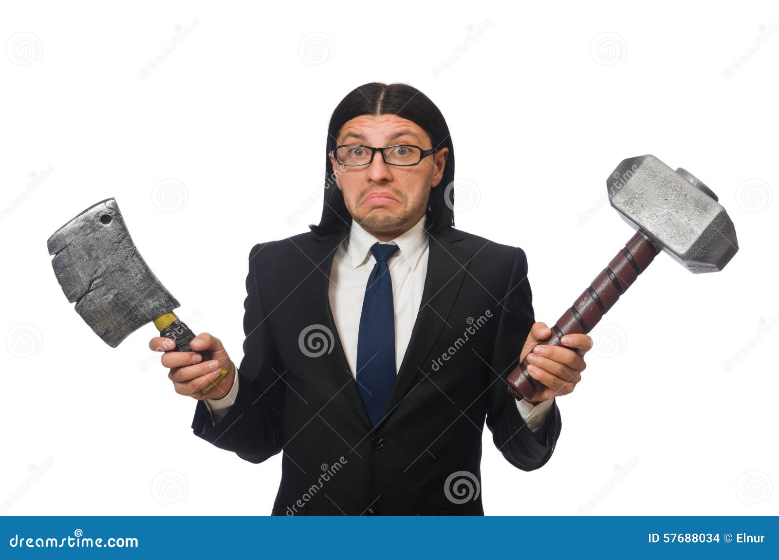 Handsome Businessman Holding Hammer Isolated on Stock Photo - Image of ...