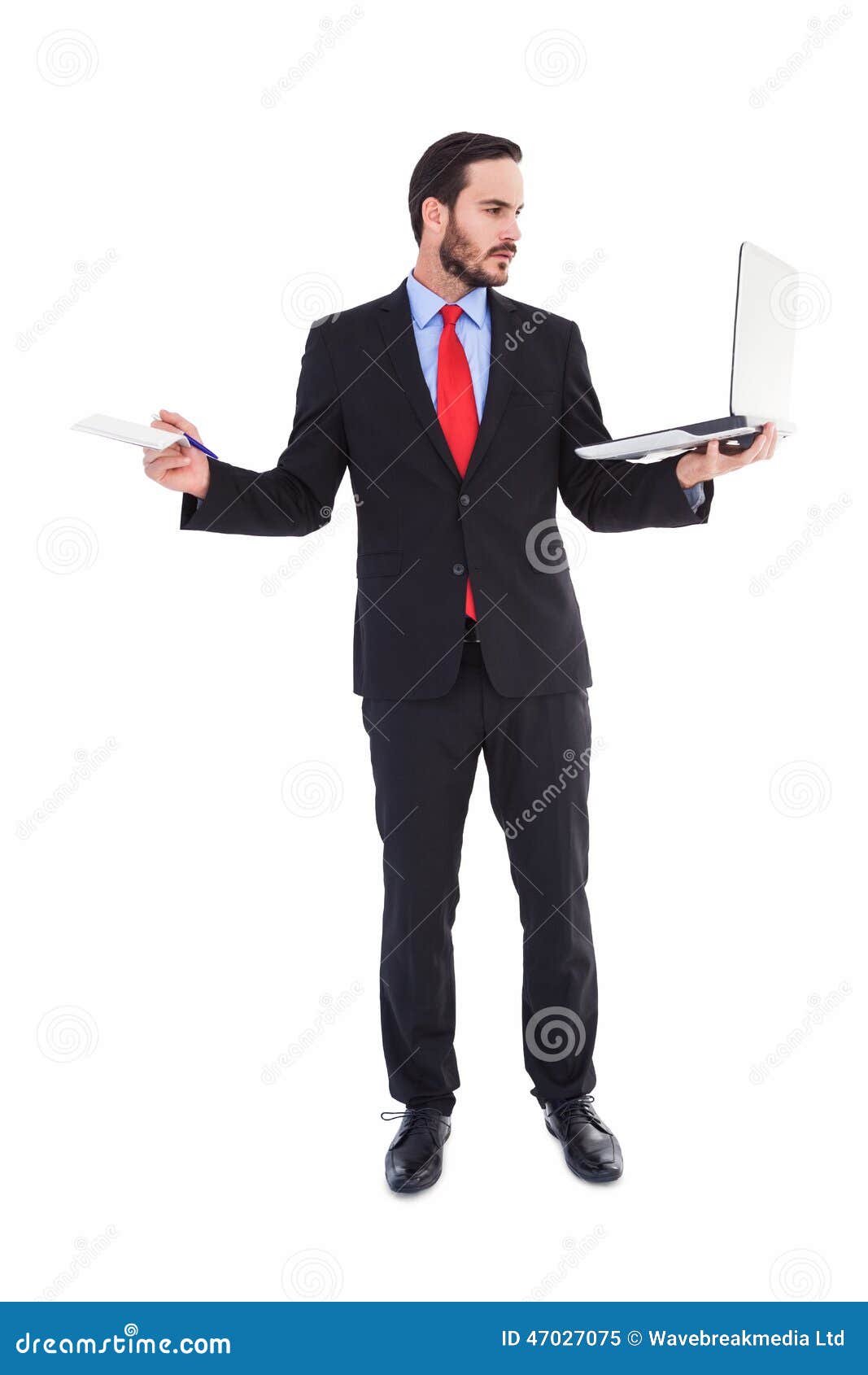 Handsome Businessman Holding His Laptop Stock Image - Image of studio ...