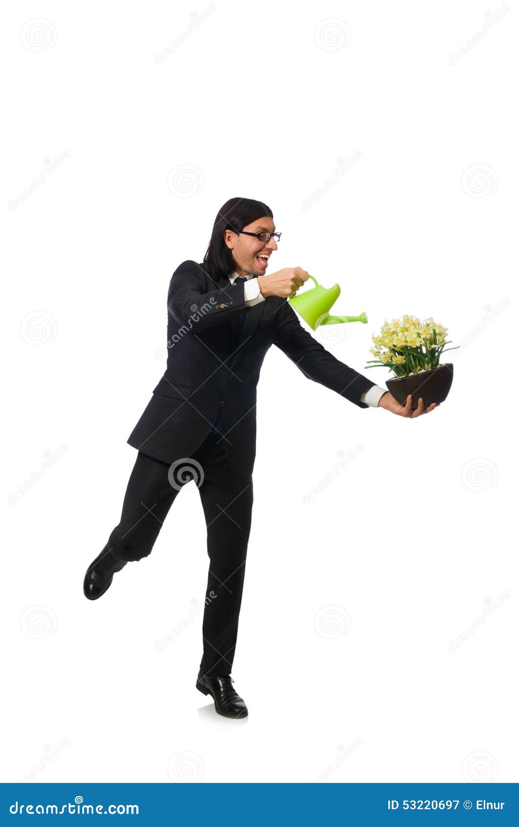 Handsome Businessman Holding Spring Flowers Stock Image - Image of ...
