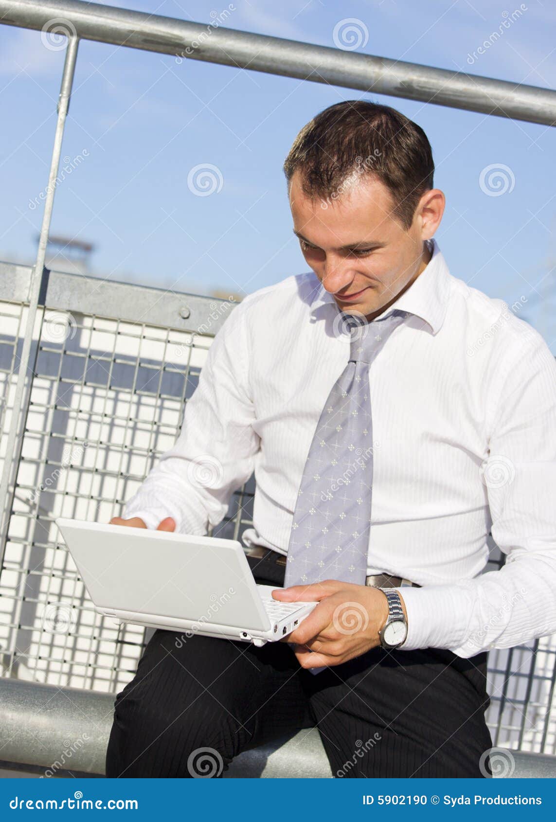 Handsome Businessman with Laptop Computer Stock Photo - Image of ...