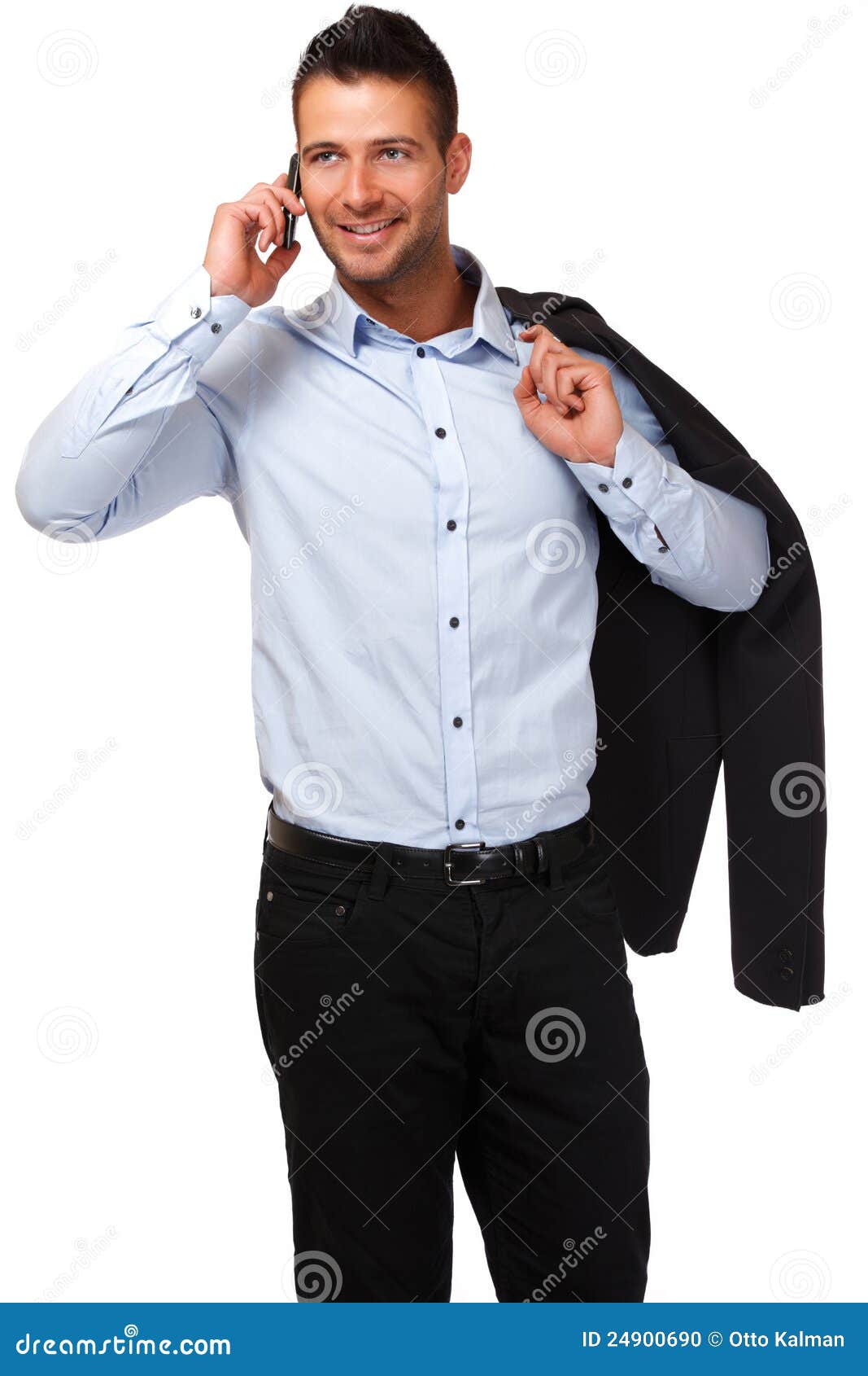 Handsome Businessman Making a Call Stock Photo - Image of modern ...