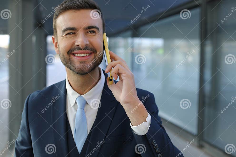 Handsome Businessman Making a Phone Call Stock Image - Image of ...