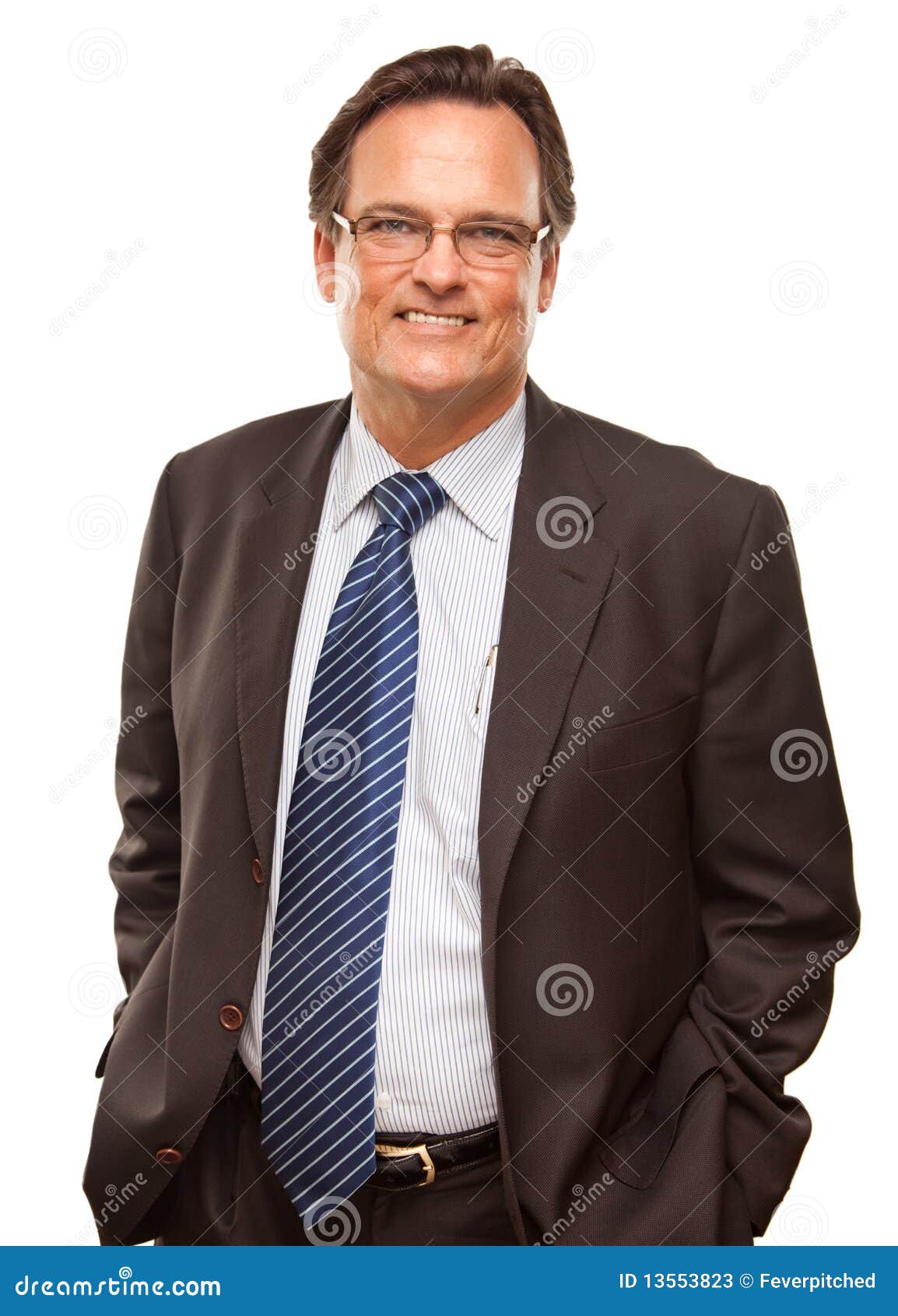 Handsome Businessman Portrait on White Stock Image - Image of confident ...