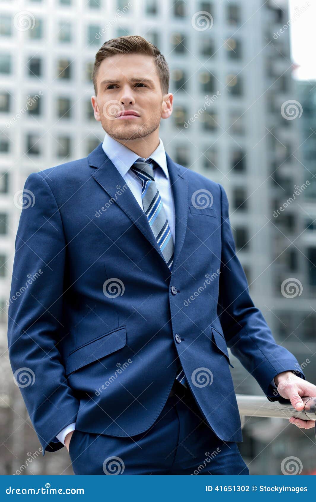 Handsome Businessman Posing Outdoors Stock Photo - Image of person ...