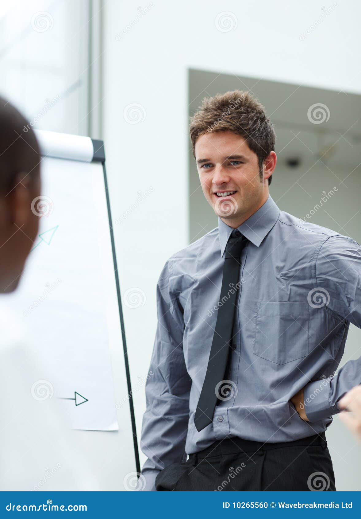 Handsome Businessman in a Presenatation Stock Photo - Image of office ...