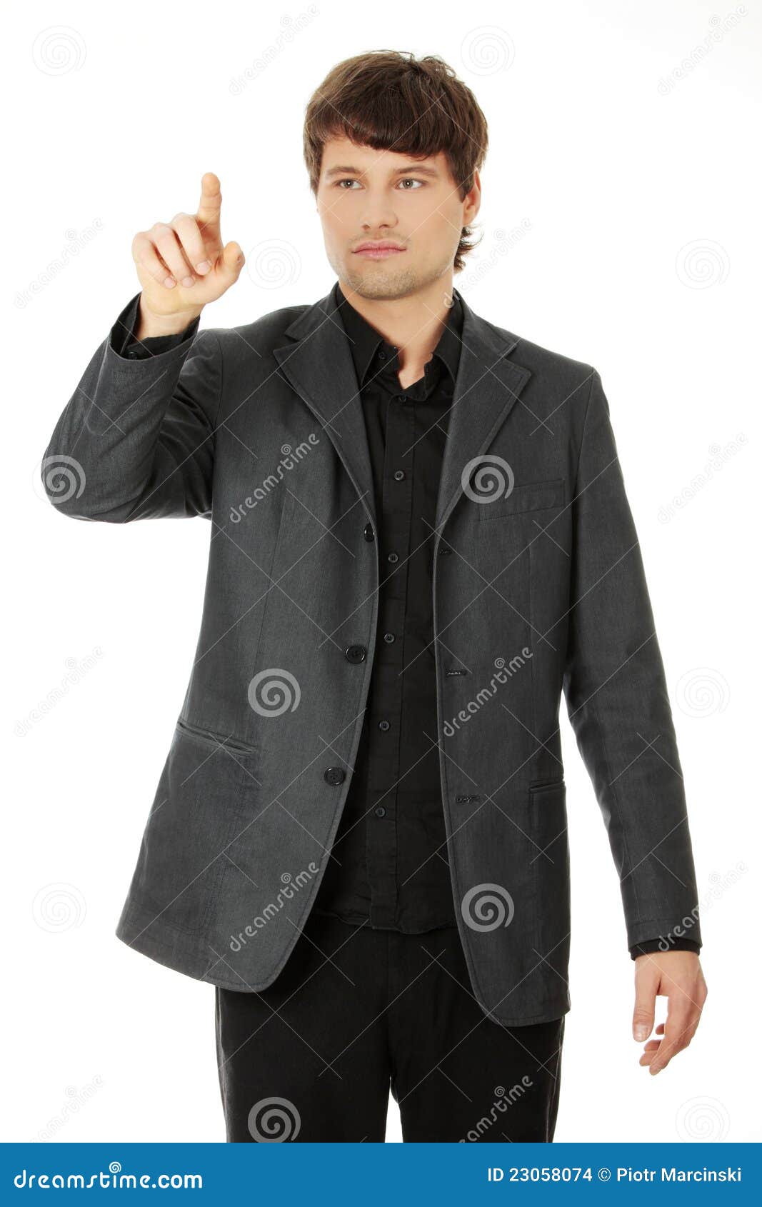 Handsome Businessman Pressing Something Stock Photo - Image of ...