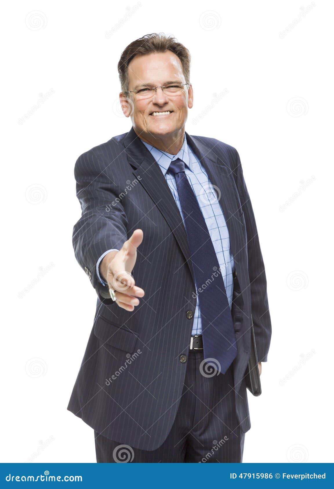 Handsome Businessman Reaching for a Handshake on White Stock Photo ...
