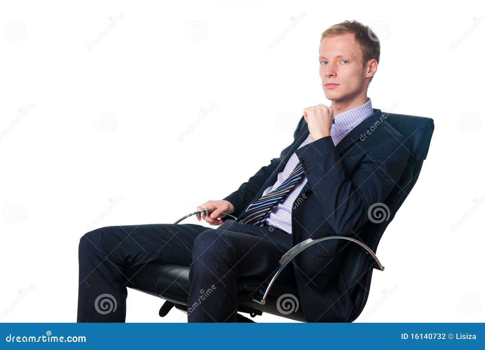 Handsome Businessman Sitting in Office Chair Stock Photo - Image of ...