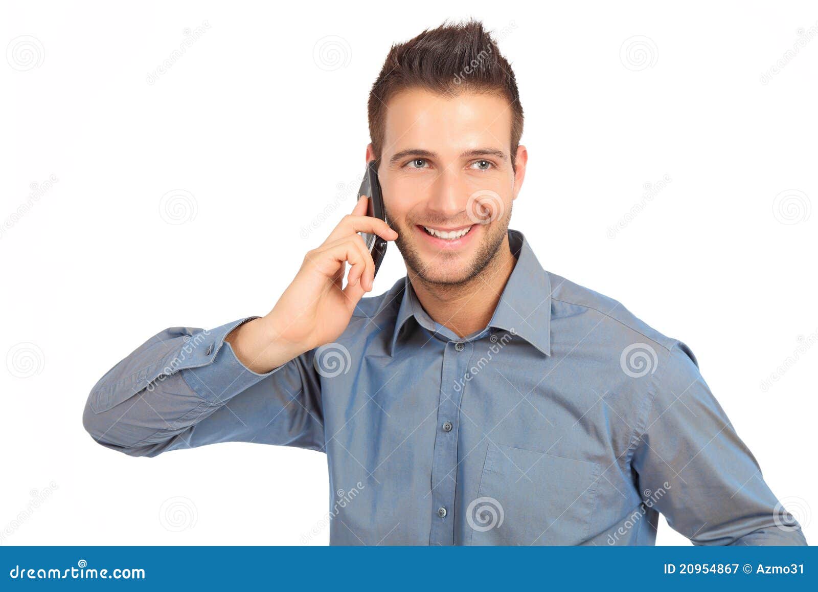 Handsome Businessman Smiling with a Phone Stock Image - Image of shirt ...